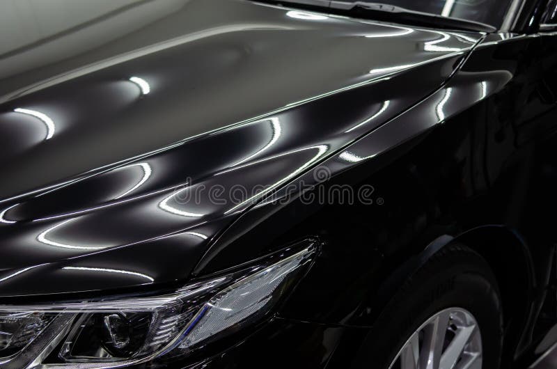 Black car bonnet stock photo. Image of bumper, dark - 189741584