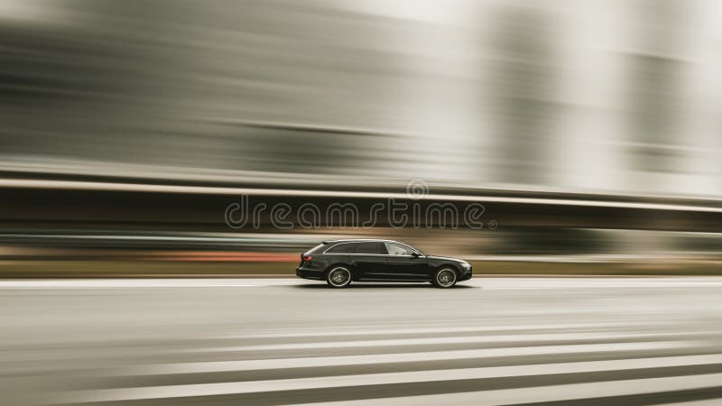 Black Car with City Background Blurred at Speed Stock Image - Image of ...
