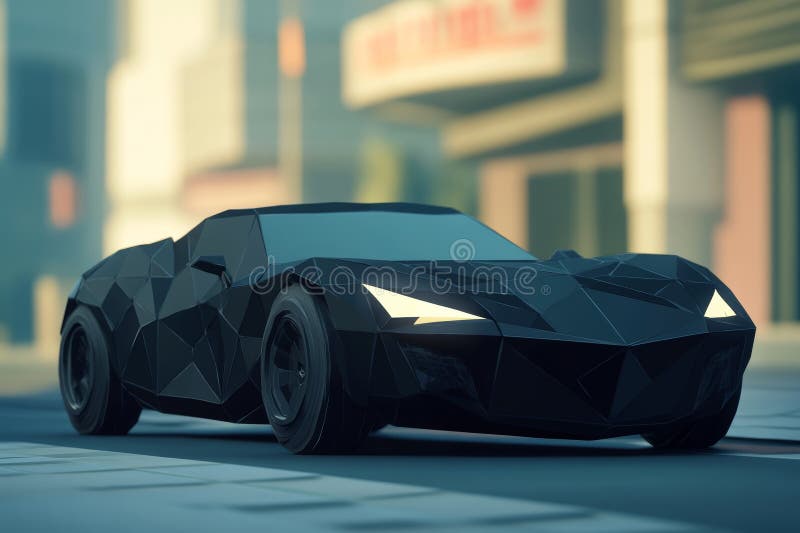 A Black Car with a Diamond Pattern on it is Parked on a Street Stock ...