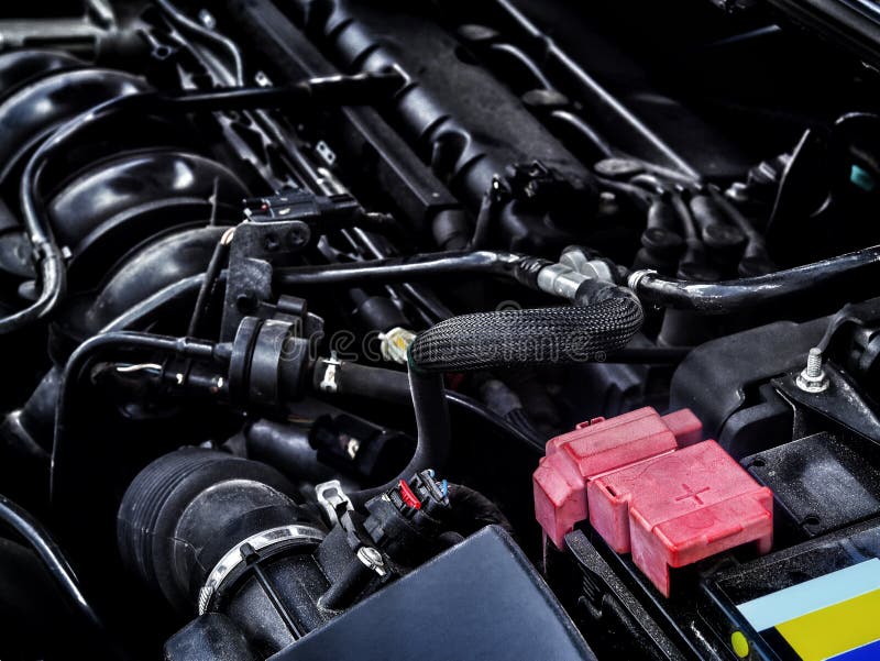 The black car engine stock image. Image of engine, industry - 164226949