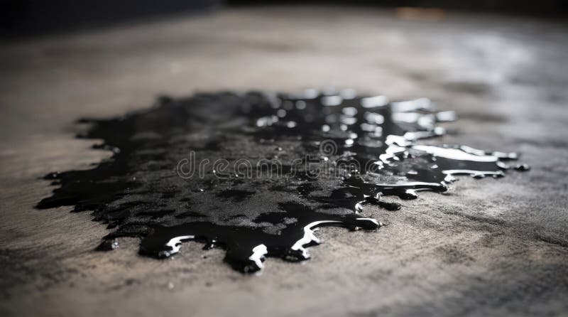 Black Car Engine Oil Stains on the Floor. Gen Ai Stock Illustration ...
