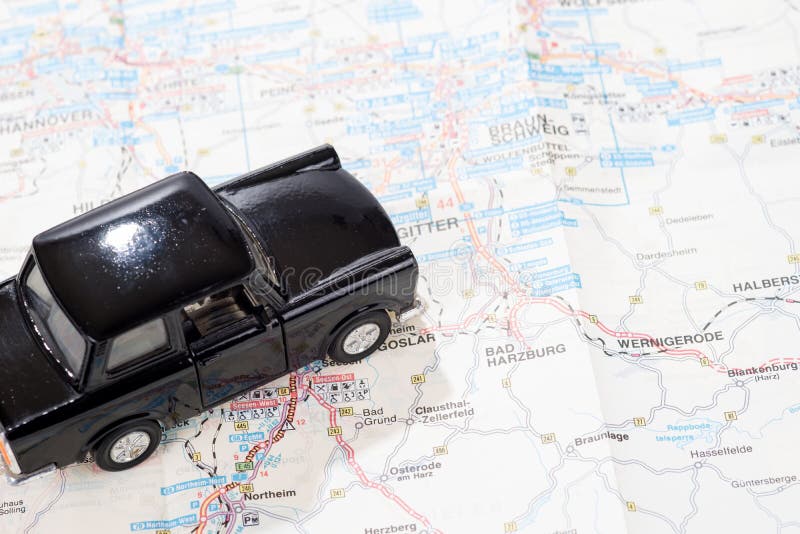 Black Car on a German Road Map Stock Photo - Image of destination ...