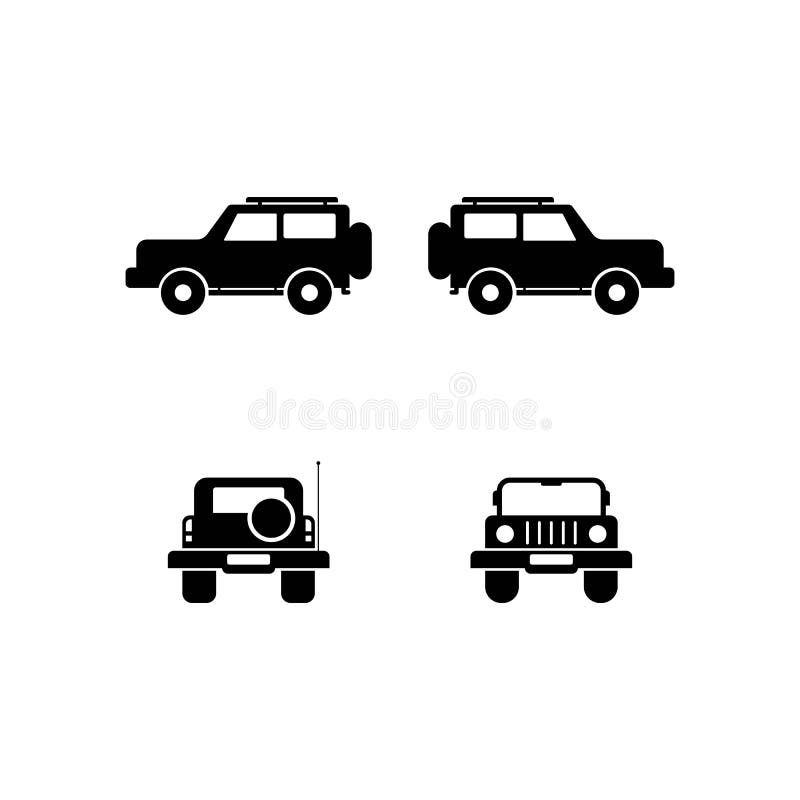 Black 4x4 Car Illustration Front Stock Vector - Illustration of wheel ...