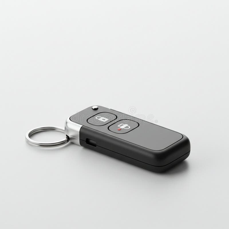 Black Car Key Fob with a Rectangular Shape, Featuring Two Prominent ...