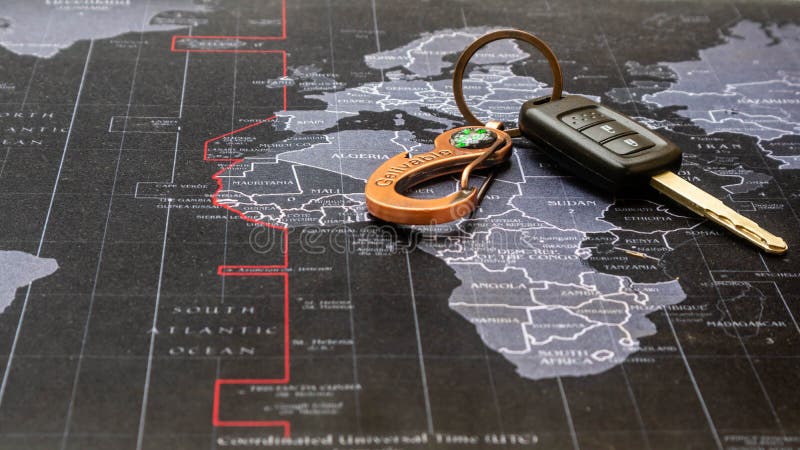 Black Car Keys on Black Map Stock Image - Image of brass, navigate ...