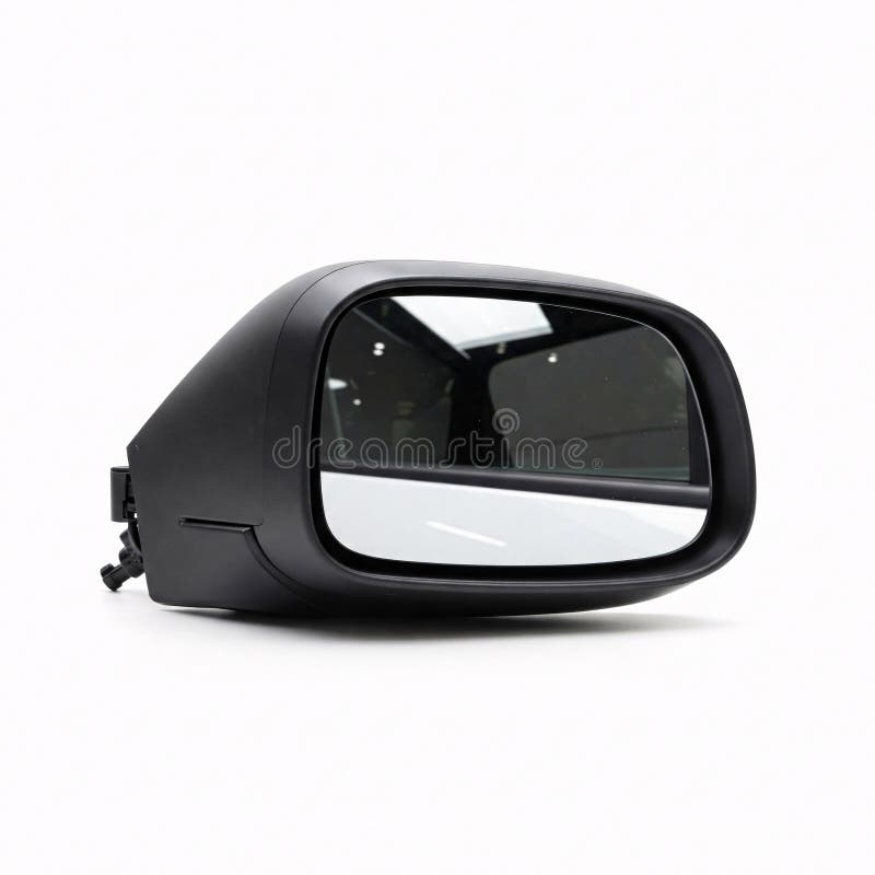 Black Car Mirror Isolated on White Side View. Stock Illustration ...