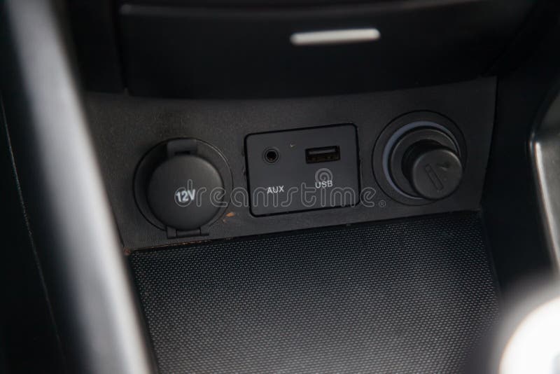 Car Panel with Aux, Usb Connectors, 12V Socket and Cork Stock Photo ...
