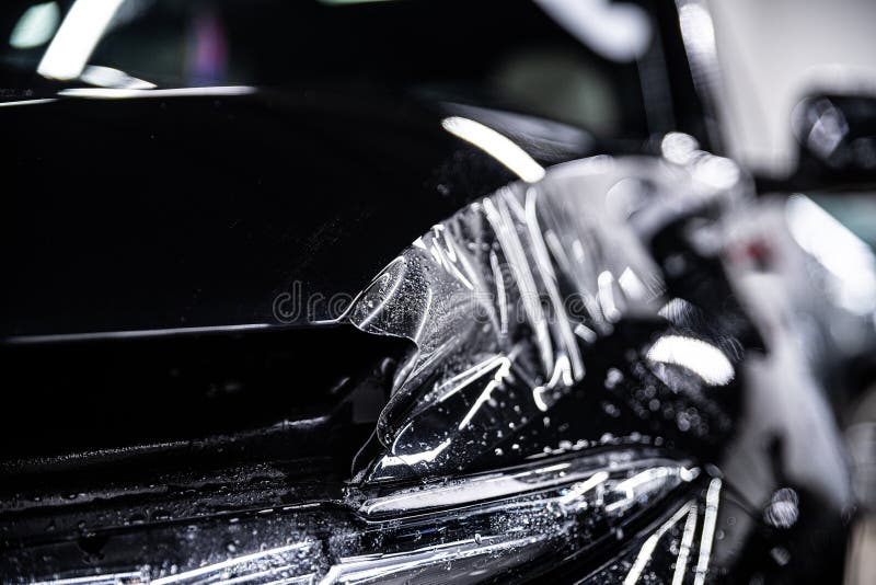 Black Car Protected with Clear PPF Paint Protection Film Stock Photo ...