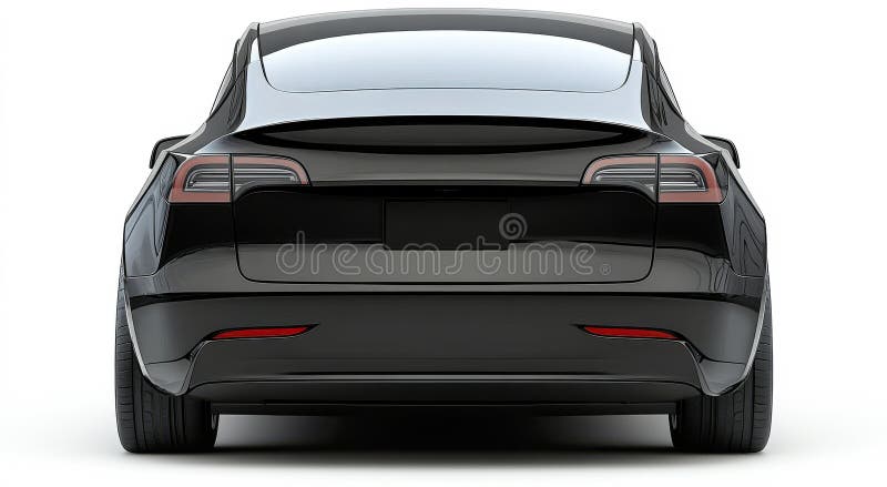 A Black Car with Red Lights on the Back Stock Photo - Image of dark ...