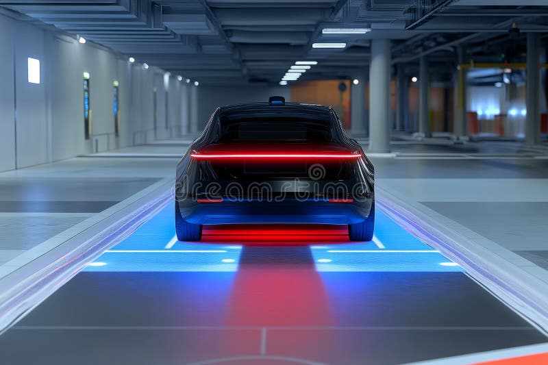 A Black Car with Red Lights on the Back Stock Illustration ...