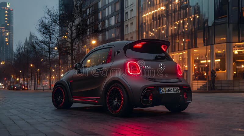 Black Car with Red Lights in the City - Realistic Image Stock ...