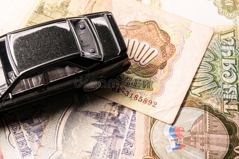 Black Car on Russian Ruble Bank Notes.. Stock Photo - Image of vehicle ...