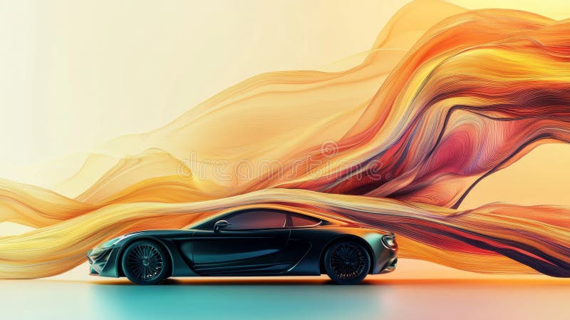 A Black Car is Shown in Front of a Colorful Wave Stock Illustration ...