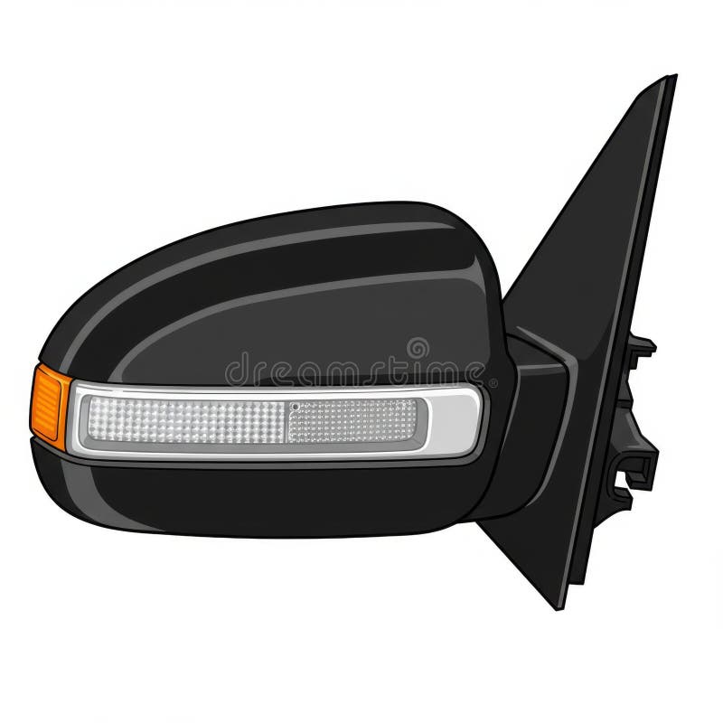 Black Car Side Mirror with Integrated Turn Signal Stock Illustration ...