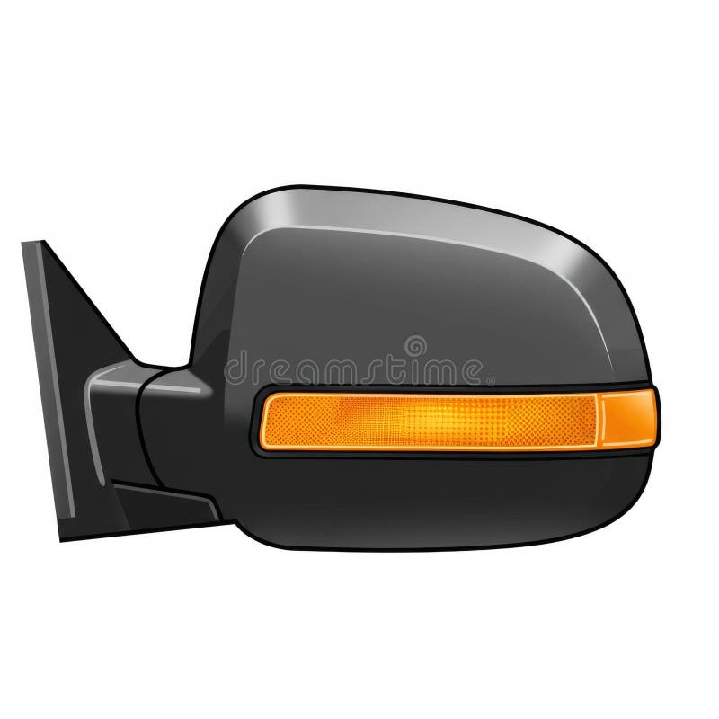 Black Car Side Mirror with Orange Turn Signal Stock Illustration ...