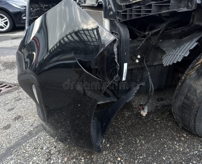 Black Car with a Smashed Front End Stock Image - Image of motor, bumper ...