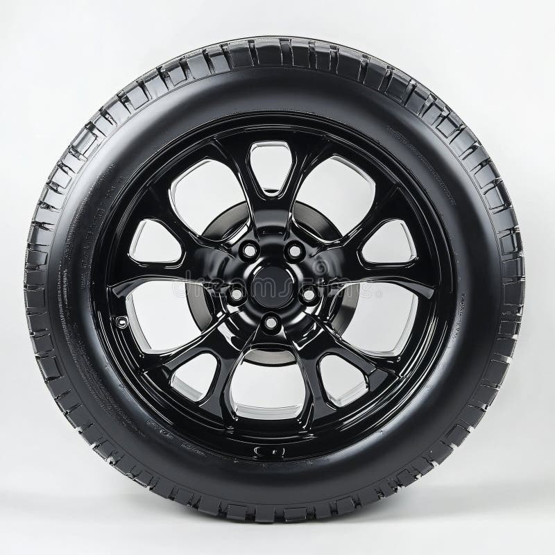 Black Car Wheel with Tire Closeup Studio Shot High Quality Image Stock ...