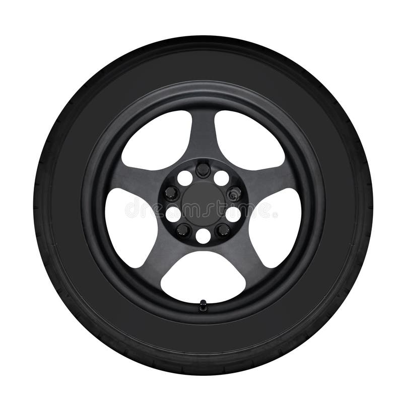 Black Car Wheel with Tire Isolated on White Background with Clipping ...
