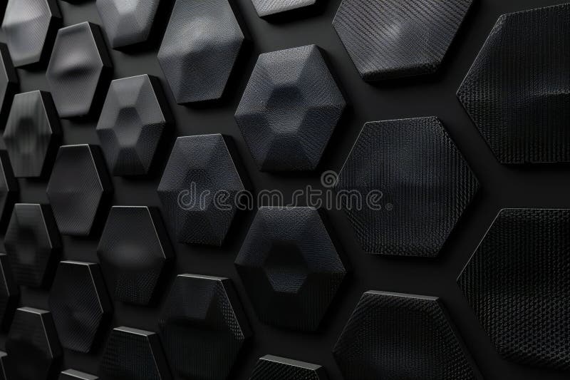 Black Carbon Fiber Background with a Hexagonal Grid Pattern. Abstract ...
