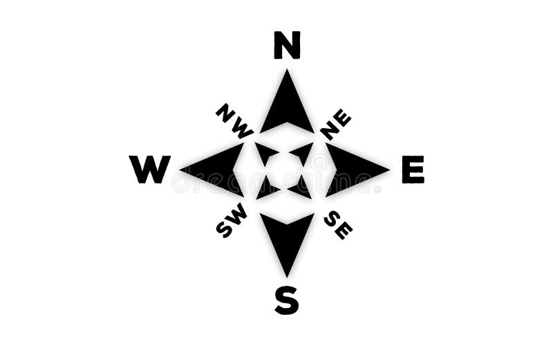 Black Cardinal Direction on White Background. Four Direction and Eight ...