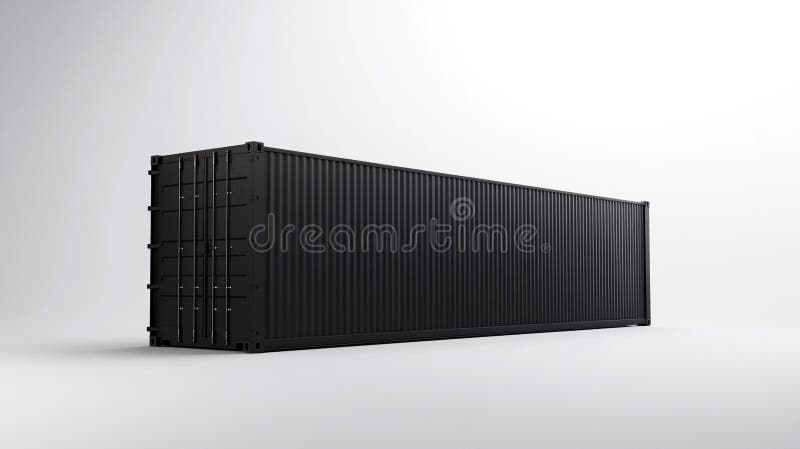 Black Cargo Container Isolated on White Background Shipping Freight ...