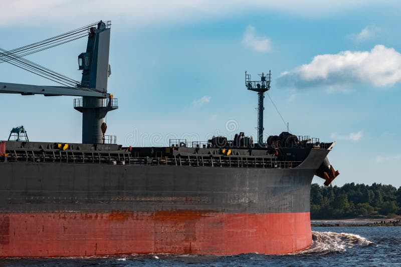 Black cargo ship stock image. Image of large, freight - 112304471
