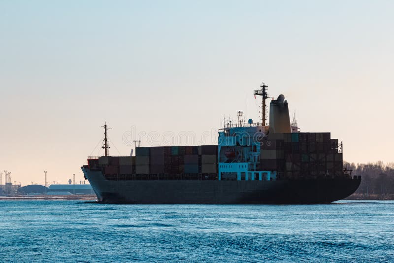 Black cargo ship stock photo. Image of ocean, large, boat - 97446114