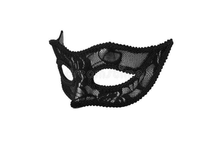 Black Carnival Mask Isolated on White Background, Front View Stock ...