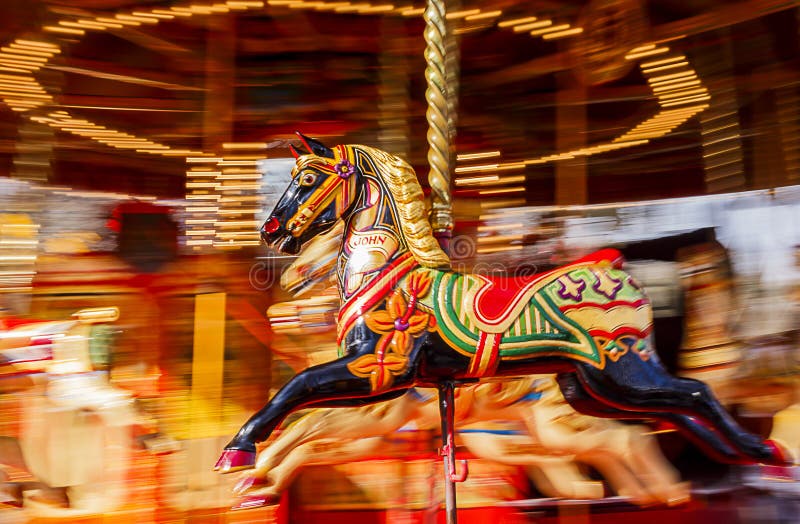 Black Carousel Horse Motion Blur Stock Photo - Image of steam, carters ...