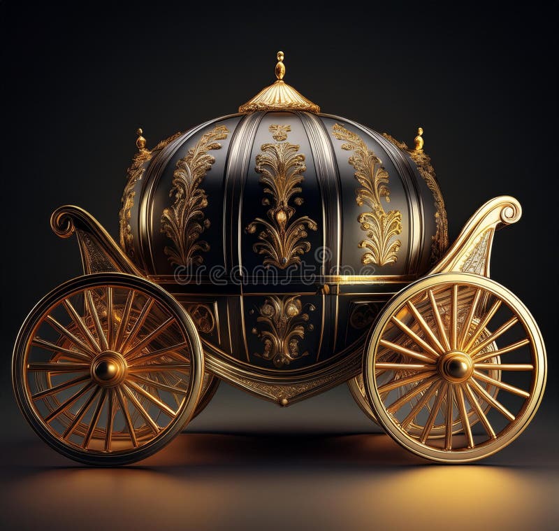 Black Carriage with Gold 3d Patterns, Isolated without Background ...