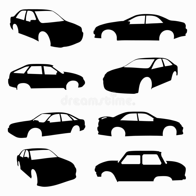 Black Cars Compilation Isolated Symbols Stock Vector - Illustration of ...