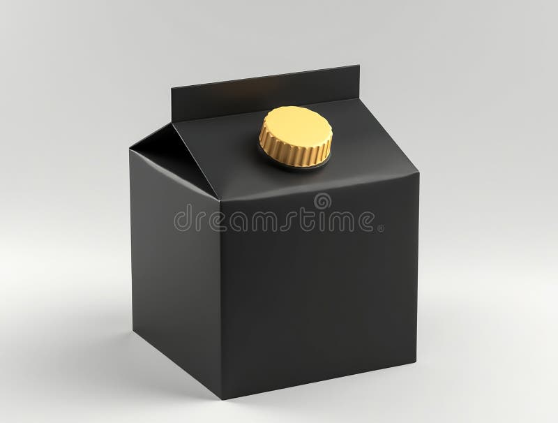 Black Carton with Golden Cap Sitting on a Plain Background Ready for ...
