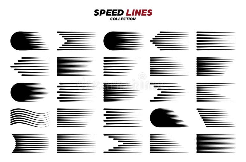 Black Cartoon or Comic Speed Lines with Round Corners. Simple Line with ...