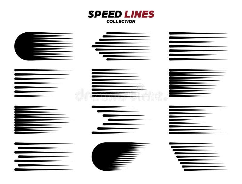 Black Cartoon or Comic Speed Lines with Round Corners. Simple Line with ...