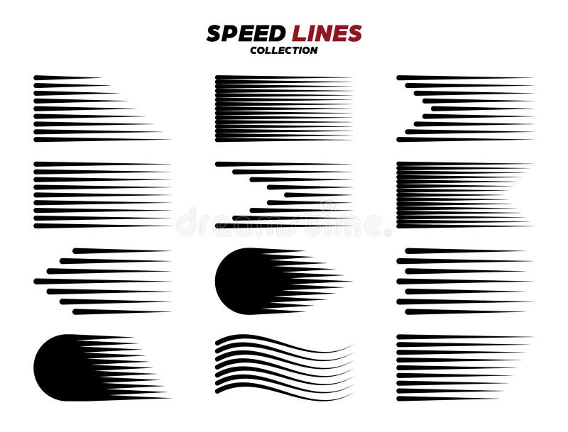 Black Cartoon or Comic Speed Lines with Round Corners. Simple Line with ...