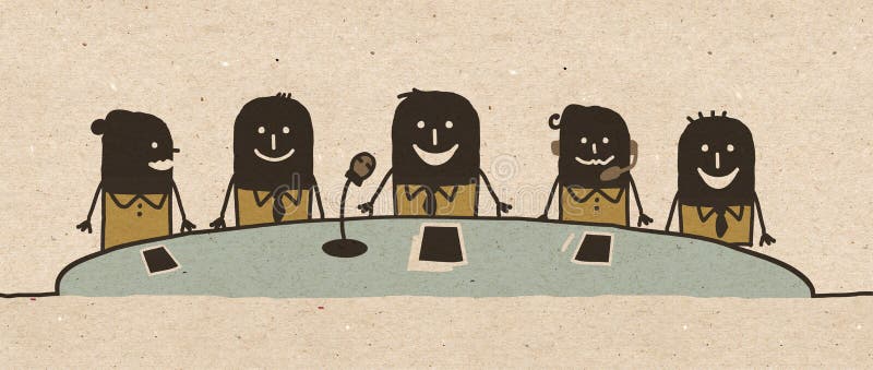 Black Cartoon Conference Team Stock Illustration - Illustration of ...