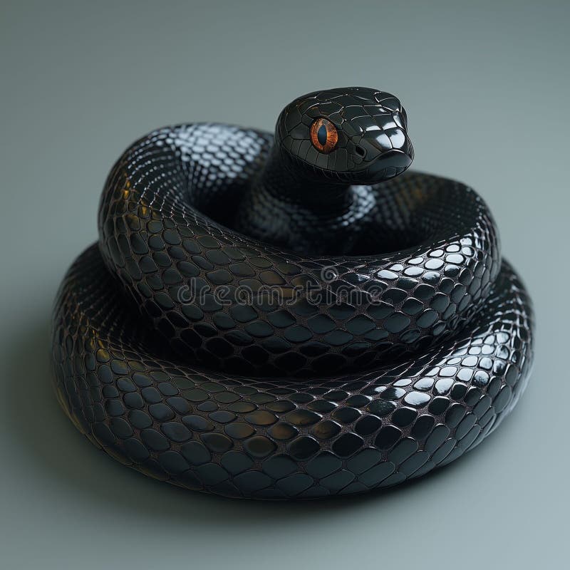 Black Cartoon Snake in 3D Animation Stock Illustration - Illustration ...