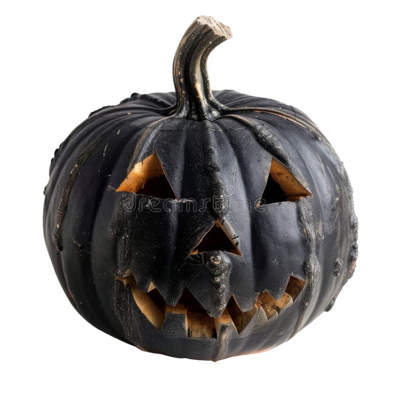 Black Carved Pumpkin with Creepy Grin Stock Illustration - Illustration ...