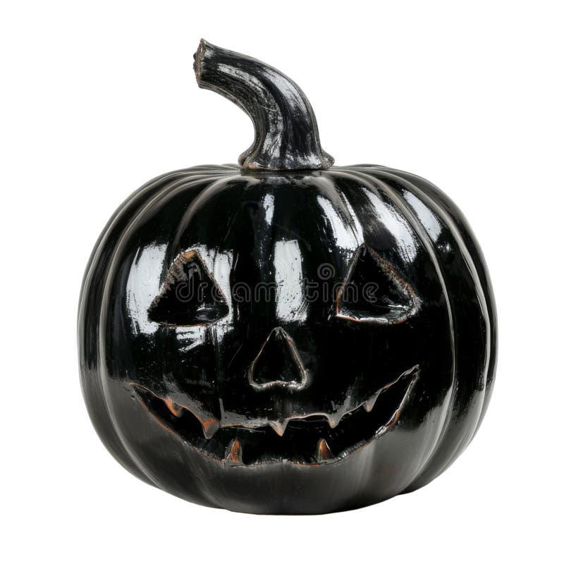 Black Carved Pumpkin with a Grinning Face Stock Photo - Illustration of ...