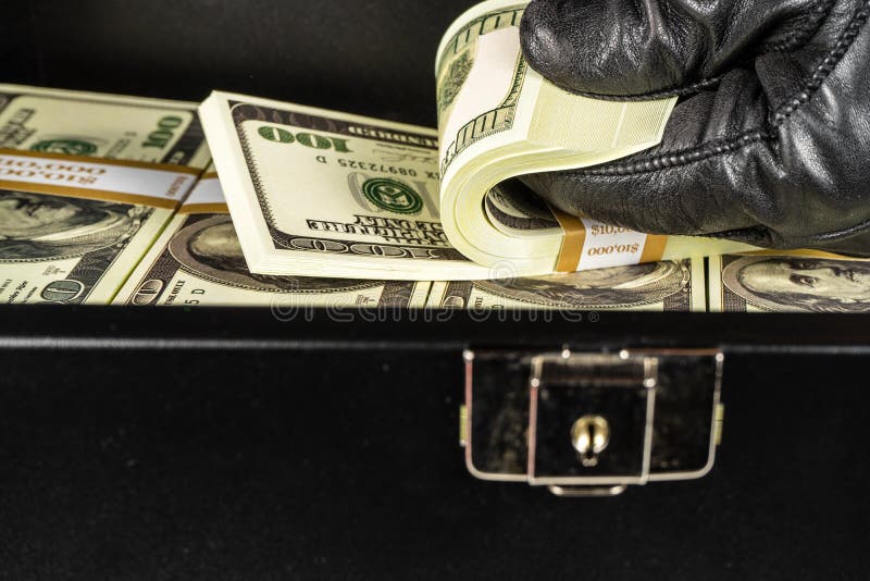 Black Case Full of Dollar Bills Close Up.Money Bricks in Case Stock ...