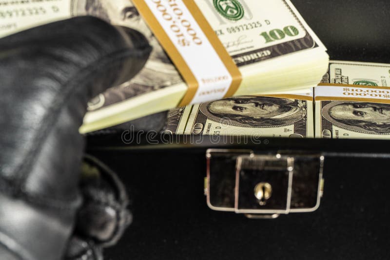 Black Case Full of Dollar Bills Close Up.Money Bricks in Case Stock ...