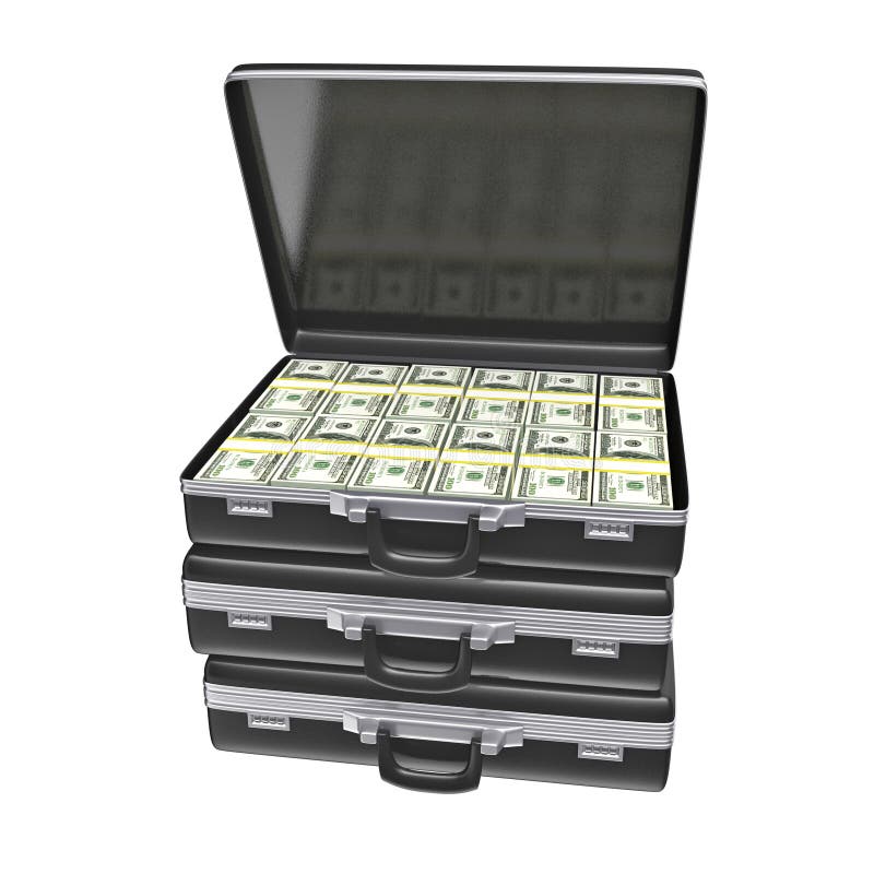 Black case with money stock illustration. Illustration of currency ...