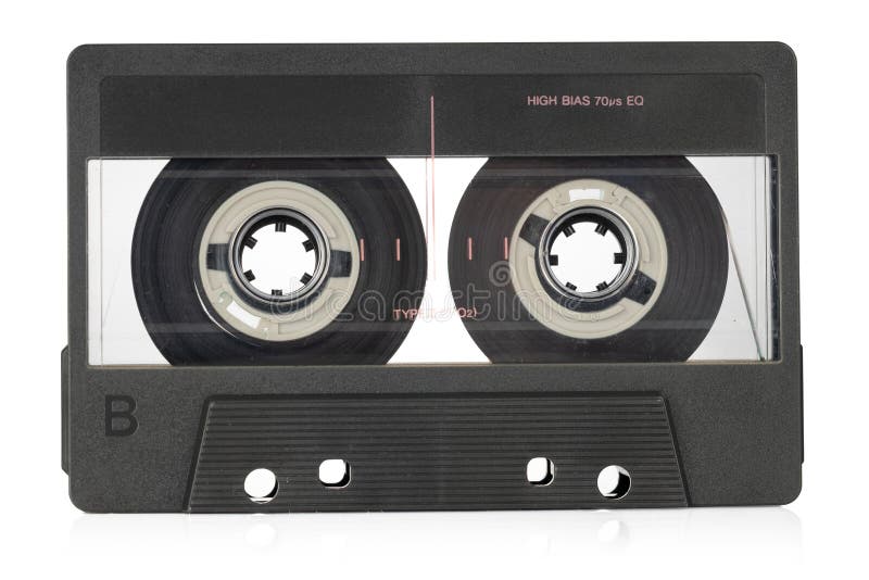 Black Cassette Tape with White Spool Stock Photo - Image of recording ...
