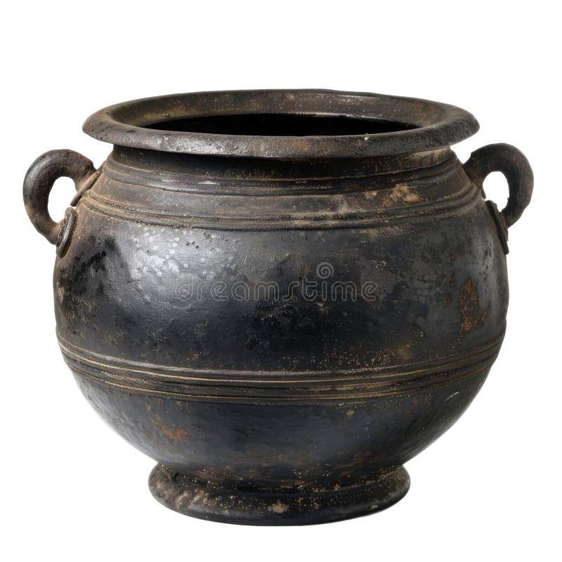 Black Cast Iron Pot with Two Handles Stock Photo - Illustration of ...