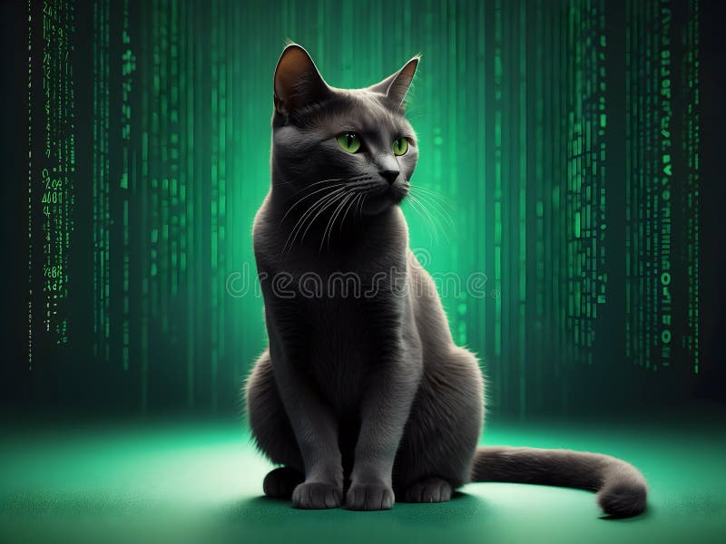 A Black Cat with Binary Codes Stock Image - Image of crime, spam: 300615355
