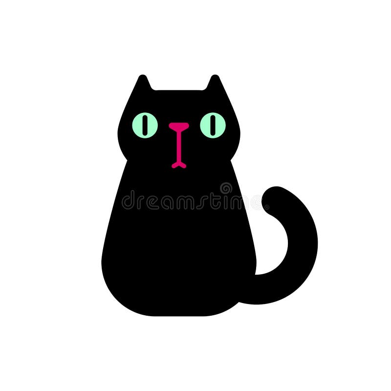 Black Cat Cartoon Isolated. Pet Vector Illustration Stock Vector ...
