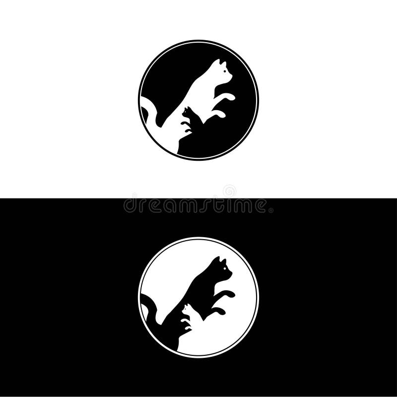 Black Cat Circle Logo . Circle Creative Cat Vector Stock Vector - Illustration of buttons ...