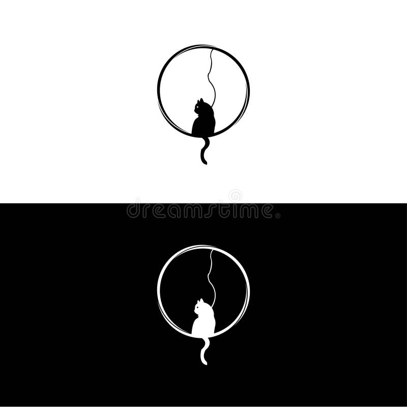 Black Cat Circle Logo . Circle Creative Cat Vector Stock Illustration - Illustration of japanese ...