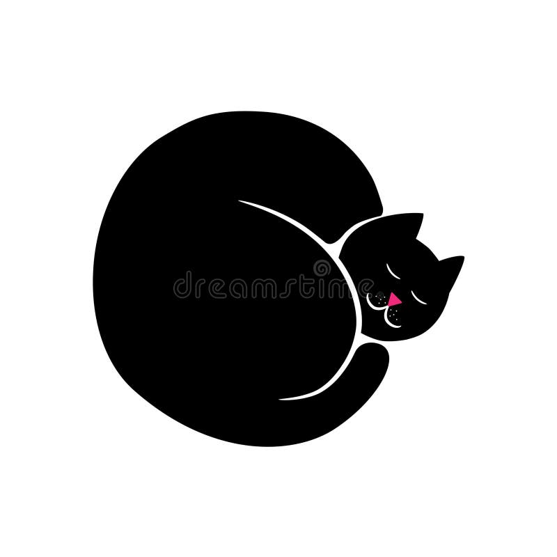 Black Cat Circle Logo. Simple Cat Silhouette, Geometric Animal Pet ...
