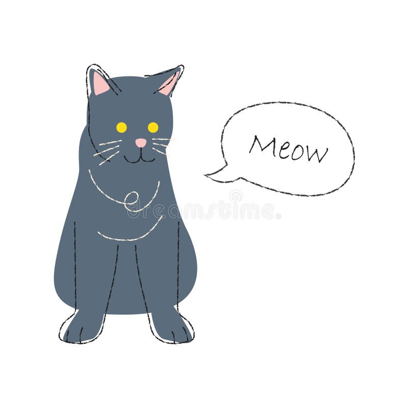 Black Cat . Cute Cartoon Characters . Flat Shape and Line Stroke Design ...